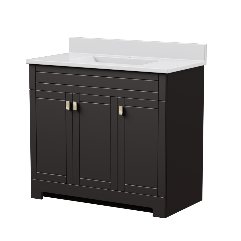 MagickWoods Elements Essex 37"W x 19"D Dark Chocolate Vanity and White ...